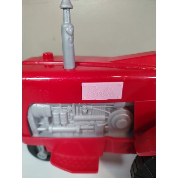 Mattel | Toys | Barbie Red Tractor With Pink Logo And Seat Farm Vehicle ...
